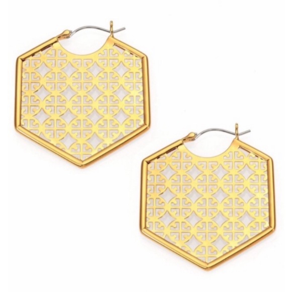 Tory Burch | Jewelry | Tory Burch Gold Perforated Hoop Earrings | Poshmark